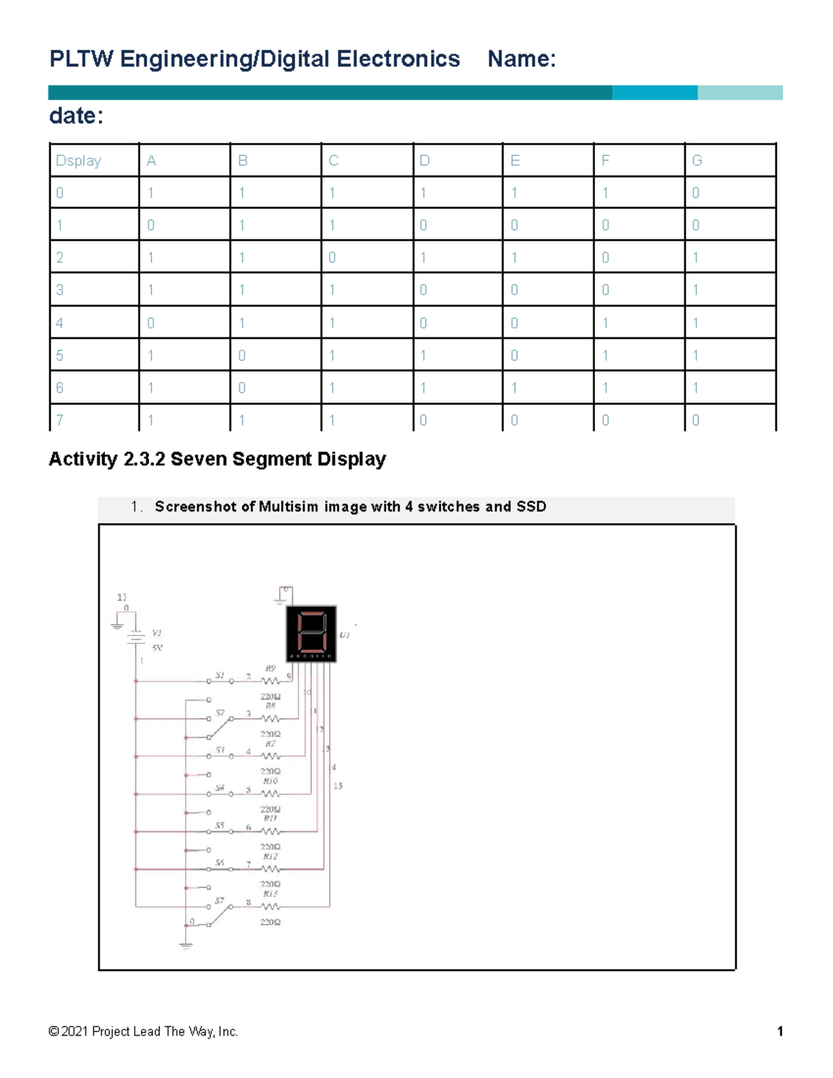 Activity 2.3.2: Understanding Seven Segment Display in Multisim - Studocu