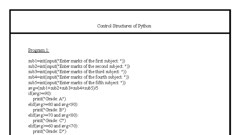 Python Lab Programs - Control Structures & Functions - Studocu