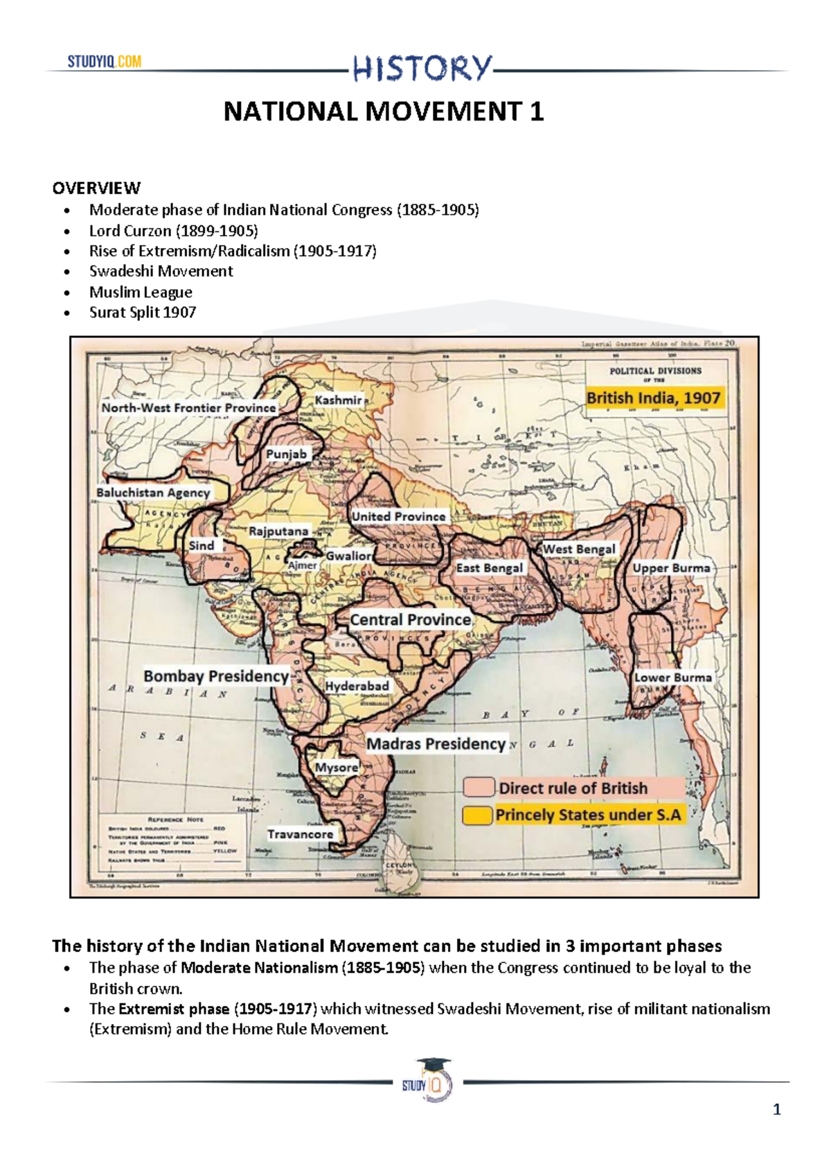 National Movement 1: Overview of Moderate Phase and Key Events - Studocu
