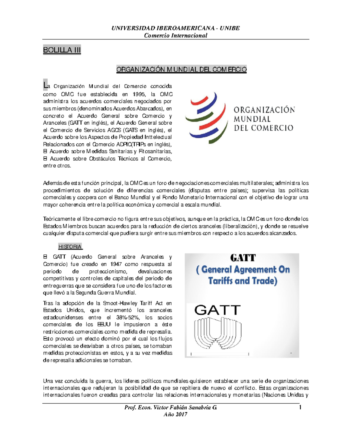 UNIBE Comercio Internacional: Repaso General sobre la OMC - Studocu