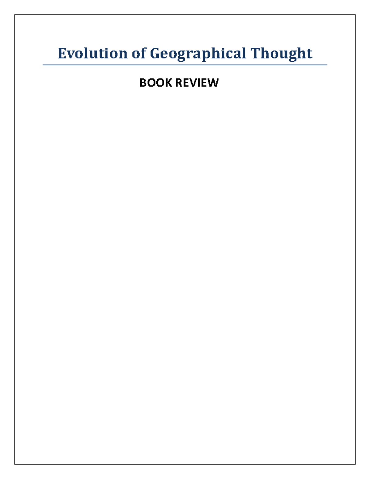 Evolution of Geographical Thought: Insights and Historical Context ...