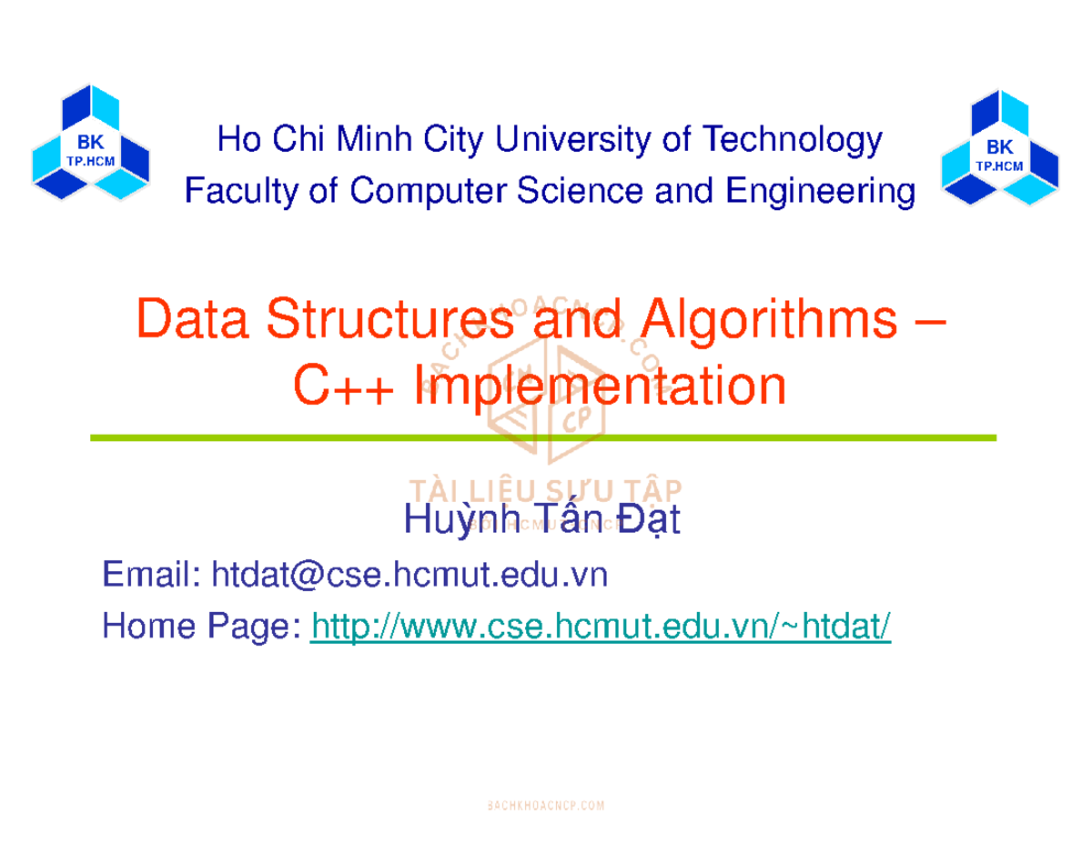 Chap4 - Chapter4 - Data Structures and Algorithms – C++ Implementation Ho Chi Minh City ...