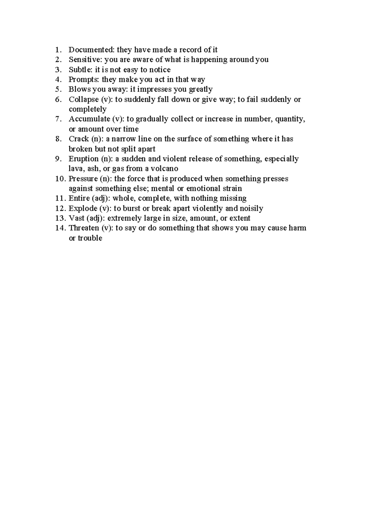 Vocabulary List: Key Terms and Definitions for Study - Studocu