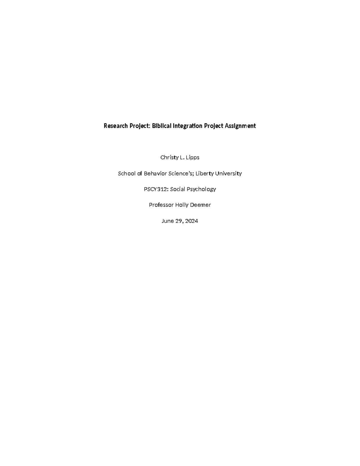 Biblicalintegration - Research Project: Biblical Integration Project ...