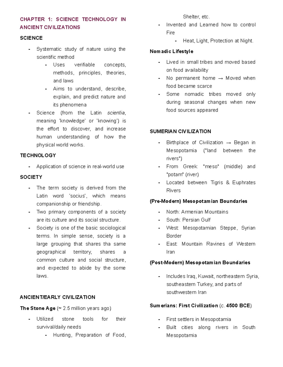 STS Midterms Reviewer - ..... - CHAPTER 1: SCIENCE TECHNOLOGY IN ...