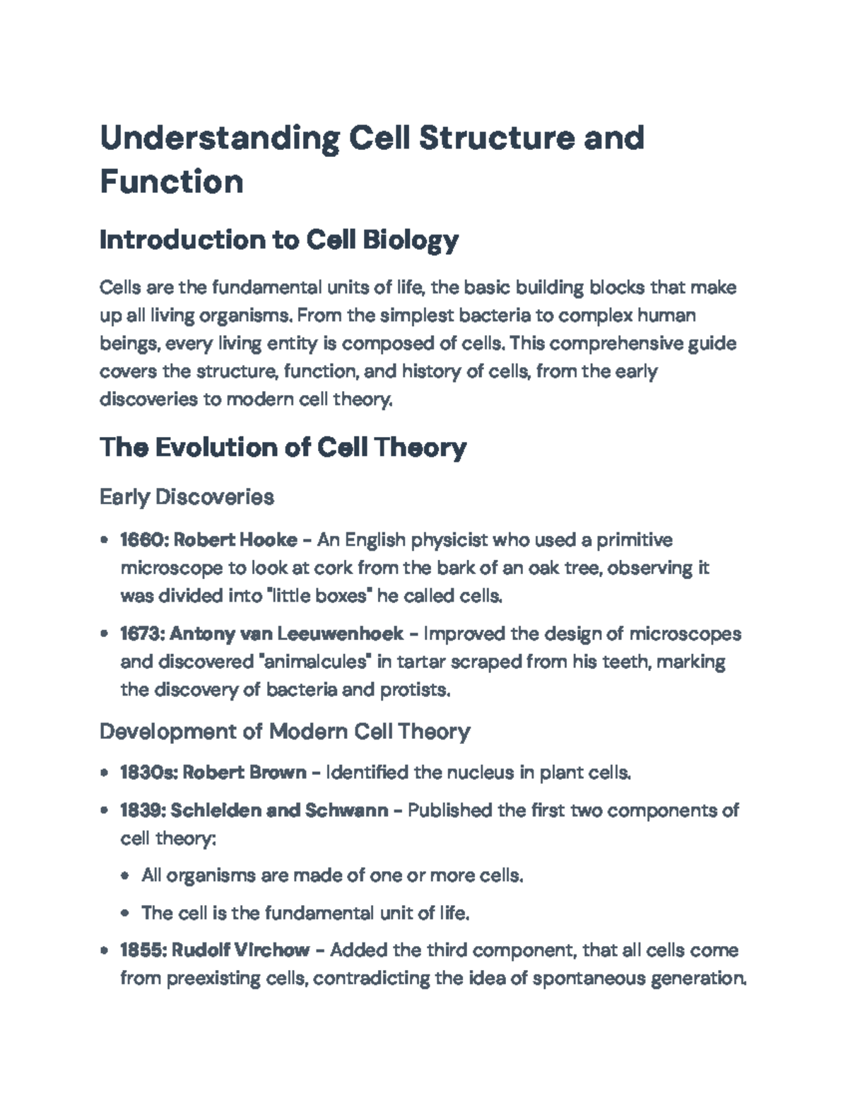 Understanding Cell Structure and Function: An Intro to Cell Biology ...