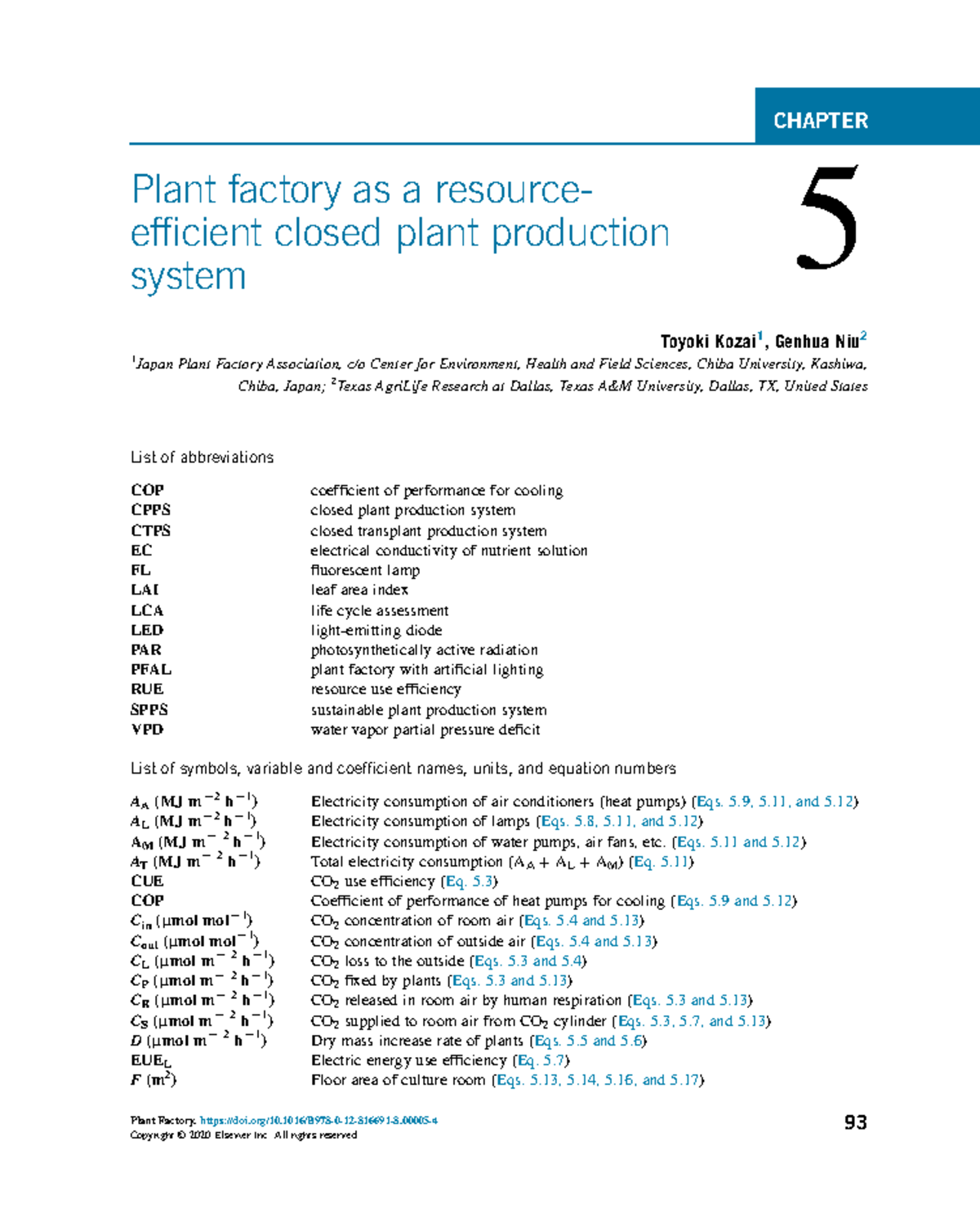 CHAPTER 5: Plant Factory as a Resource-Efficient Closed Production ...