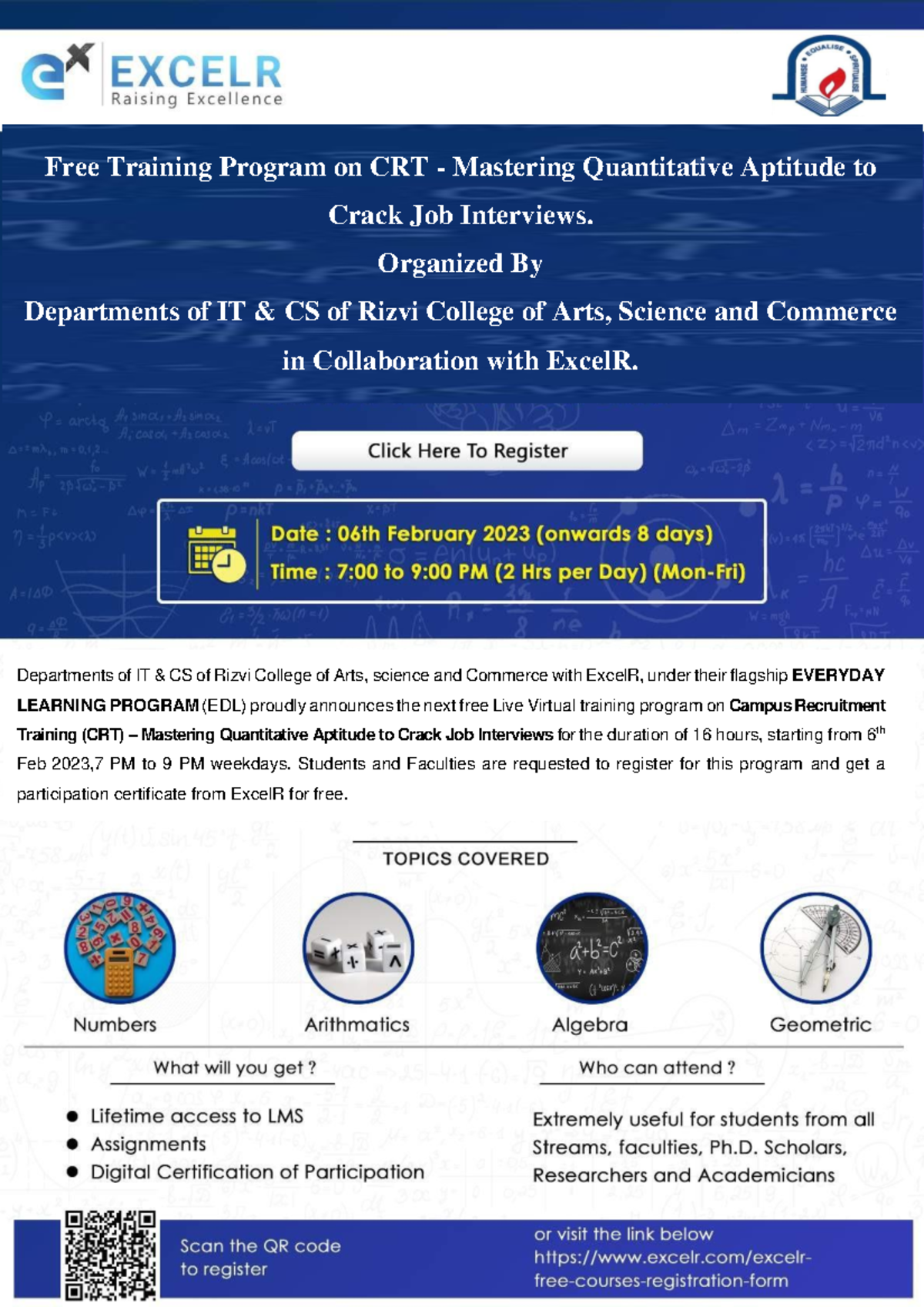 Rizvi Excel R QA - Free Training Program on CRT - Mastering Quantitative Aptitude to Crack Job ...