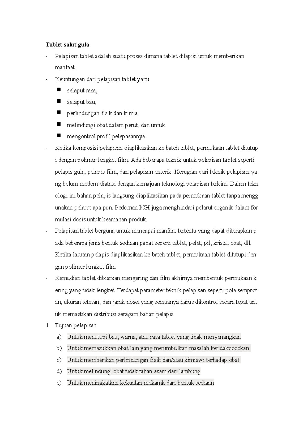 Pelapisan Tablet: Proses, Keuntungan, dan Teknik Terkini - Studocu