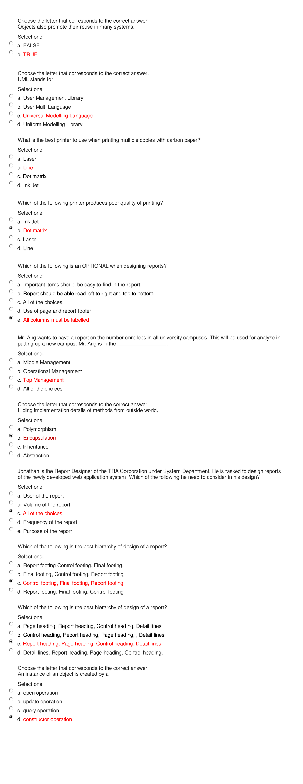 IT301A system analysis quiz questions and answers - Studocu