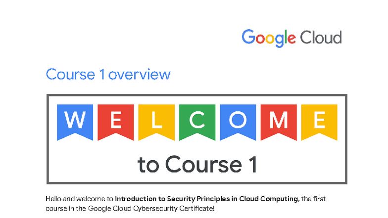 Cloud Security Principles Overview - Course 1 Introduction - Studocu