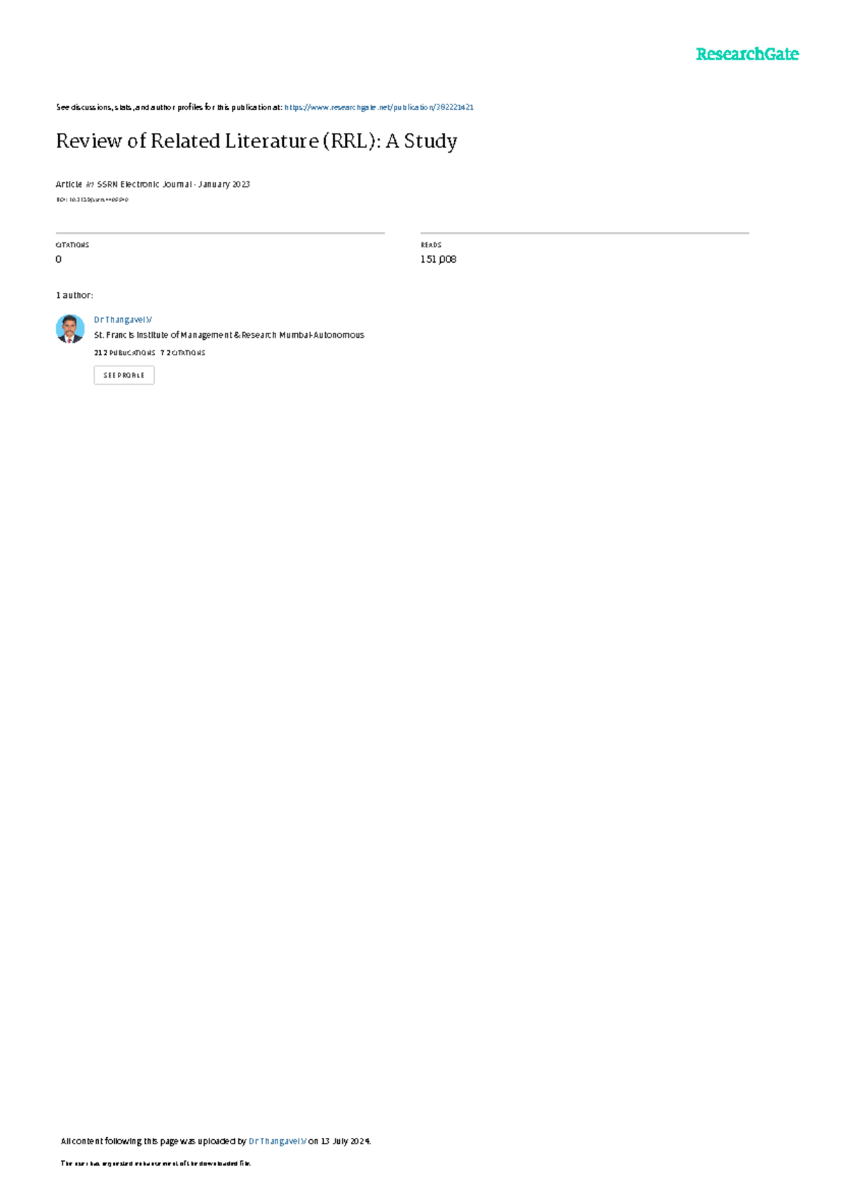 RRL: Writing a Comprehensive Literature Review - A Guide - Studocu
