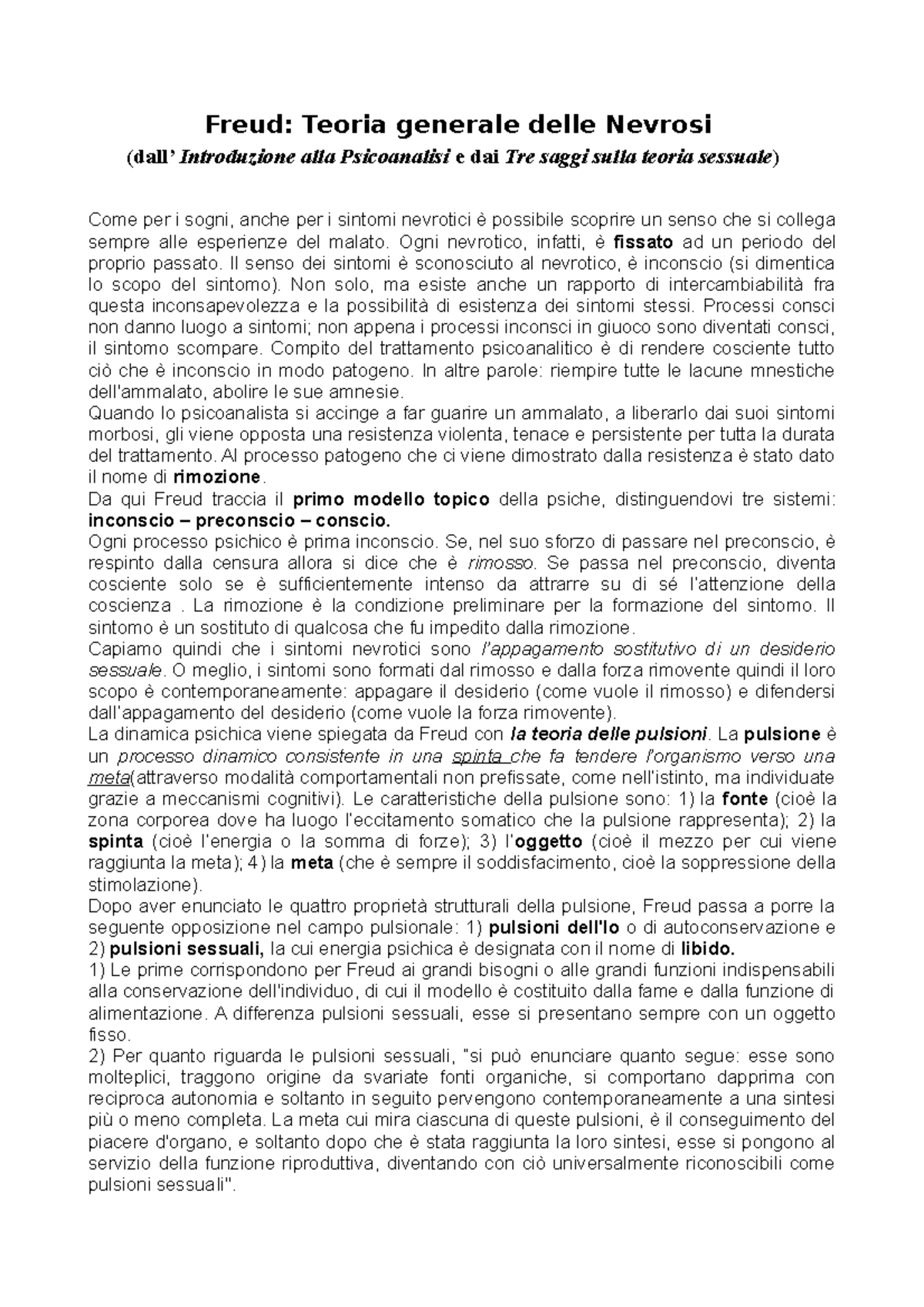 Freud,Teoria Generale delle Nevrosi - Freud: Teoria generale delle ...