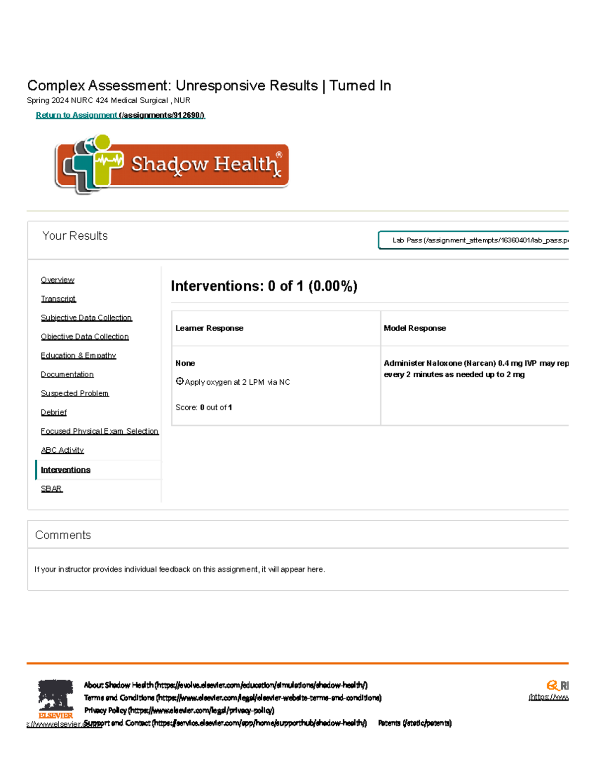Complex Assessment: Unresponsive Overview for NURC 424 (Spring 2024 ...