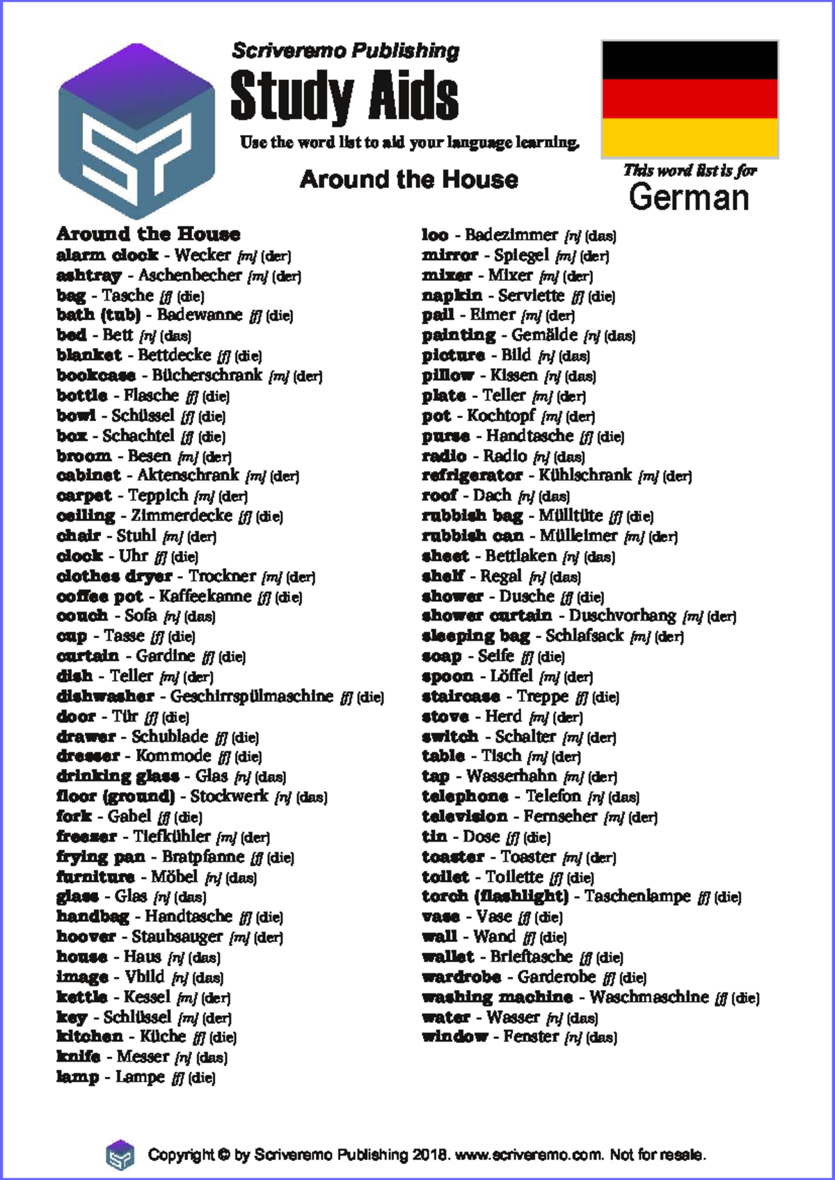 Scriveremo Publishing Study Aids: German Vocabulary Word Lists - Studocu