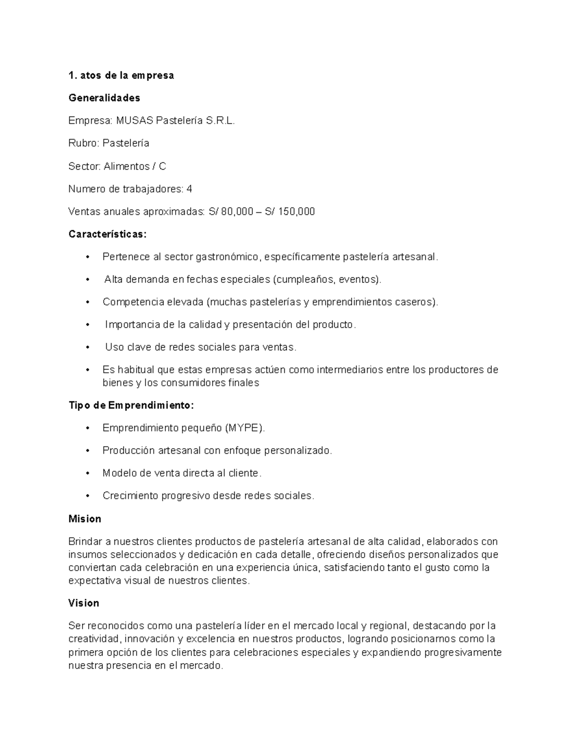 Tarea Académica 1: Análisis del Modelo de Negocio de MUSAS Pastelería S ...