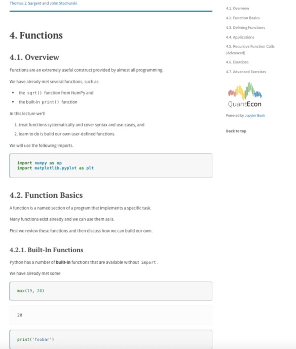Functions - Its a page - Thomas J. Sargent and John Stachurski 4 ...