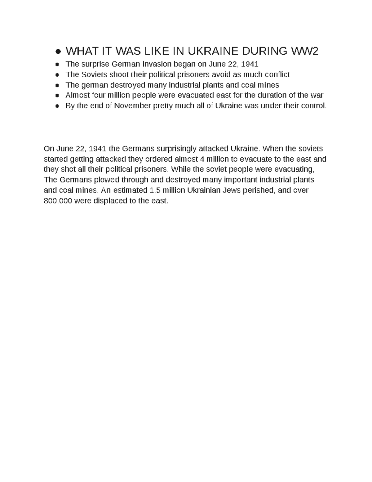 Ww2 research questions - Google Docs - WHAT IT WAS LIKE IN UKRAINE ...