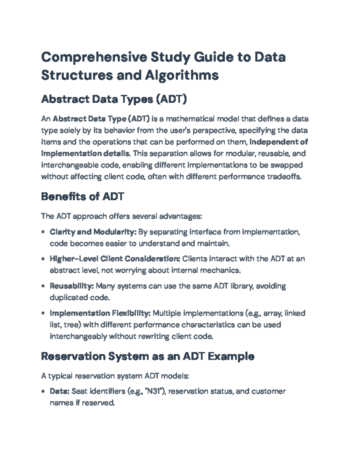Comprehensive Study Guide on Data Structures & Algorithms (CS101) - Studocu