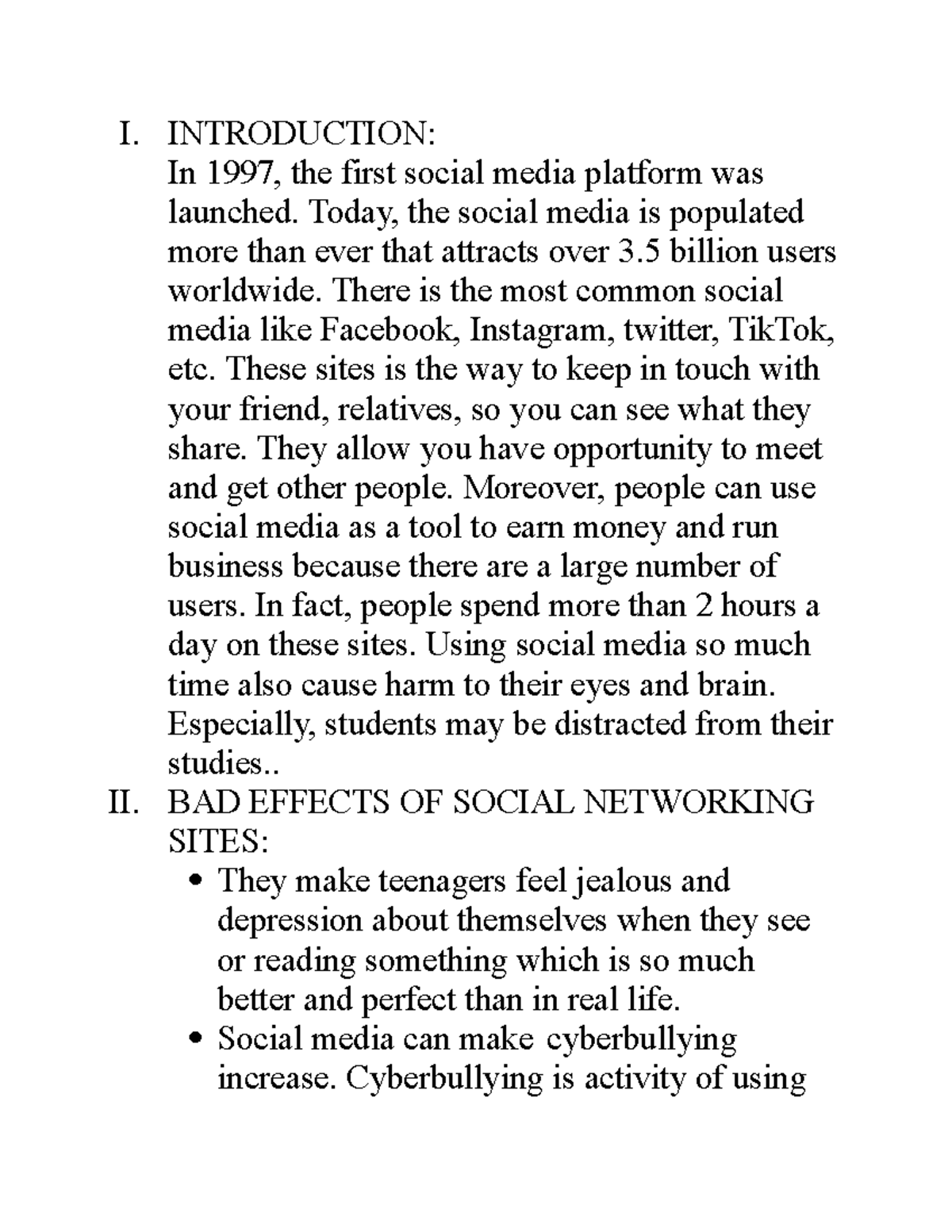 Social media - essays - I. INTRODUCTION: In 1997, the first social ...
