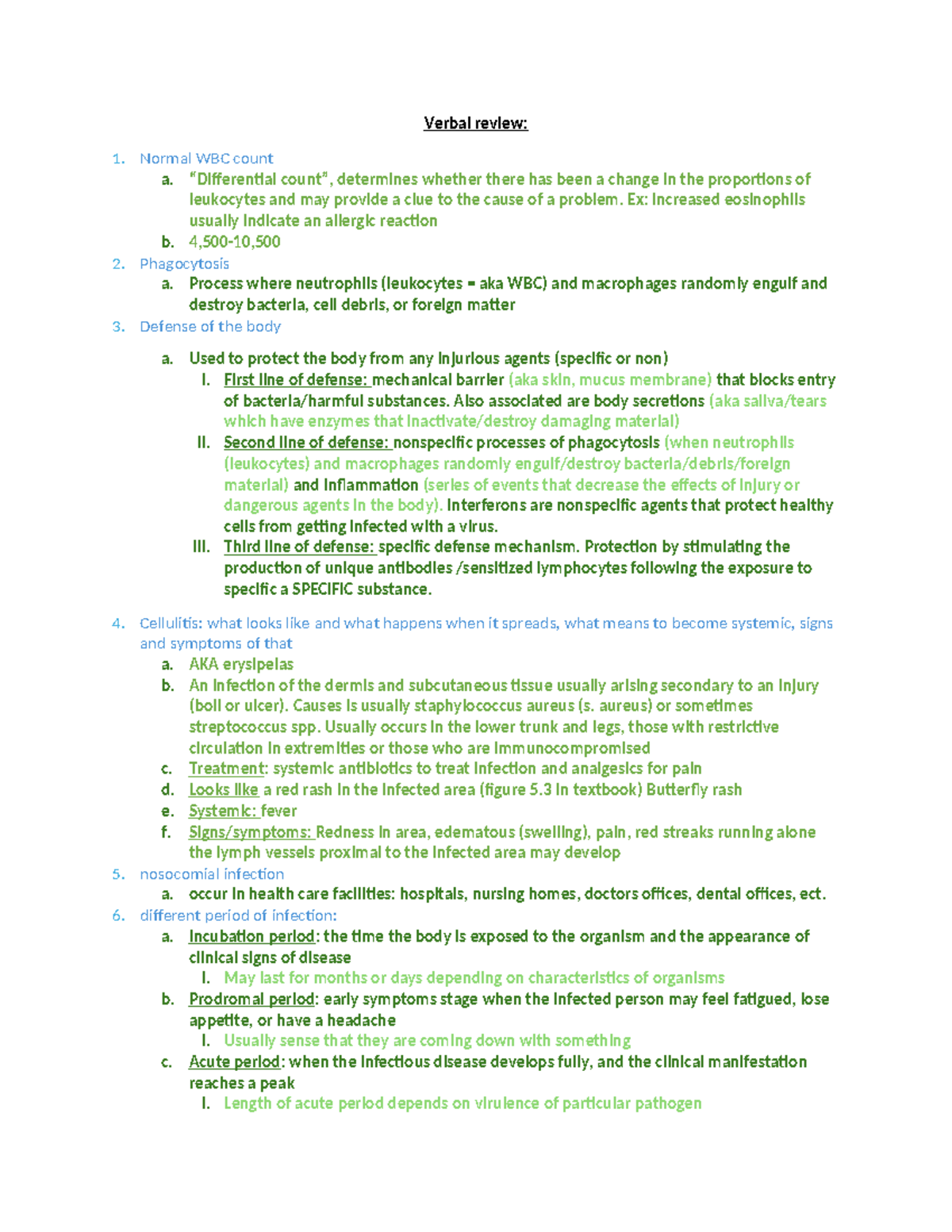 Verbal review - Summary Gould's Pathophysiology for the Health ...
