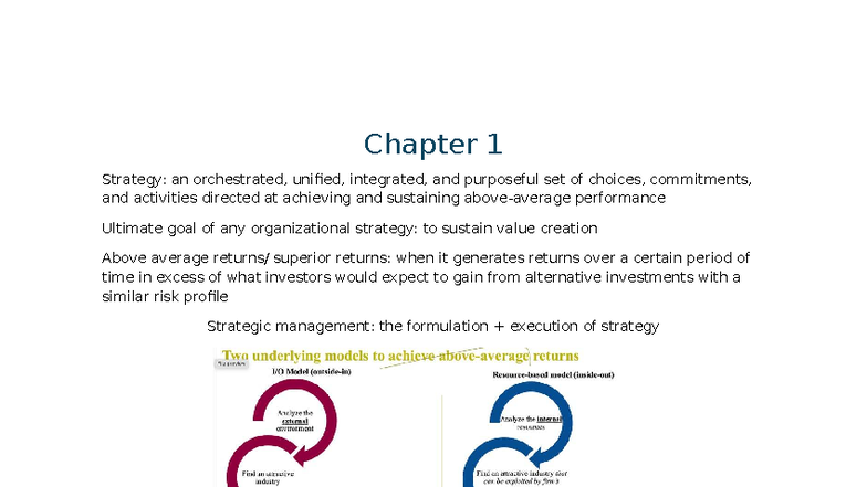 Strategic Management (SM 101) - Chapter 1: Strategy Overview and Key ...