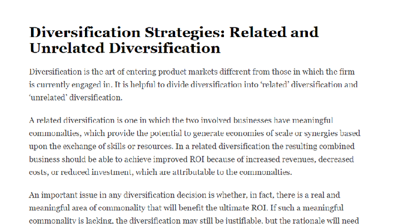 Diversification Strategies: Related vs. Unrelated - Notes - Studocu