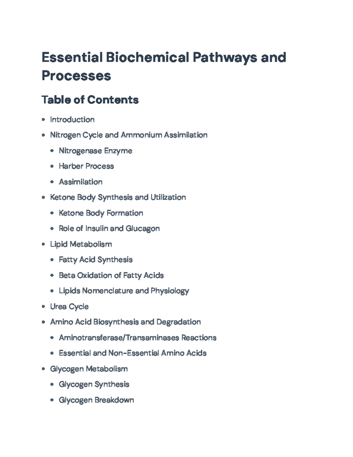 Essential Biochemical Pathways and Processes - Exam Notes - Essential ...