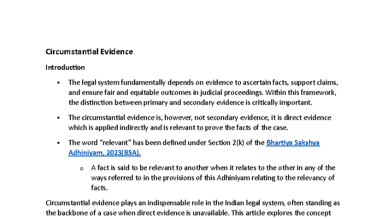 Circumstantial Evidence: Key Insights and Legal Framework in India ...