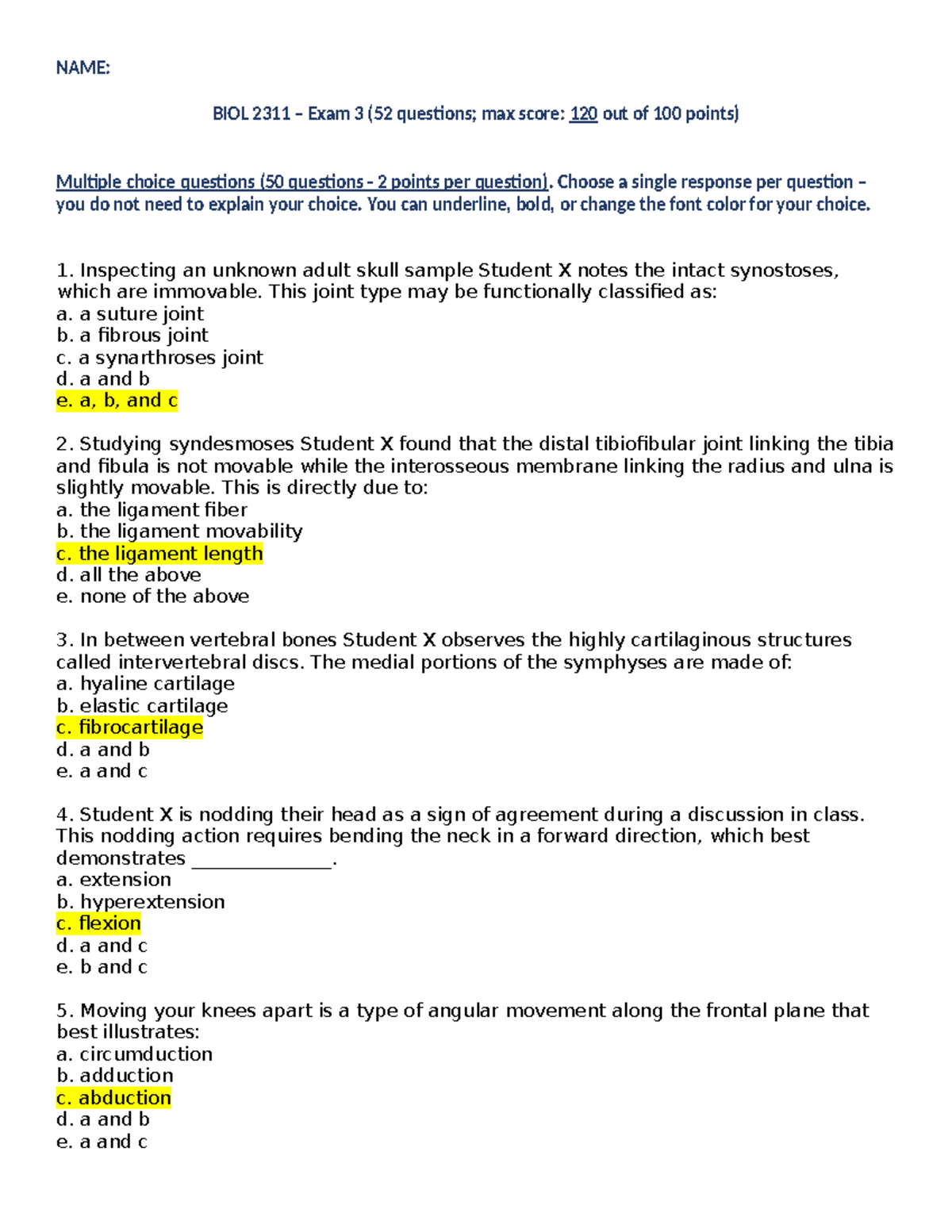 BIOL 2311 - Exam 3 Study Guide: Multiple Choice Questions - Studocu