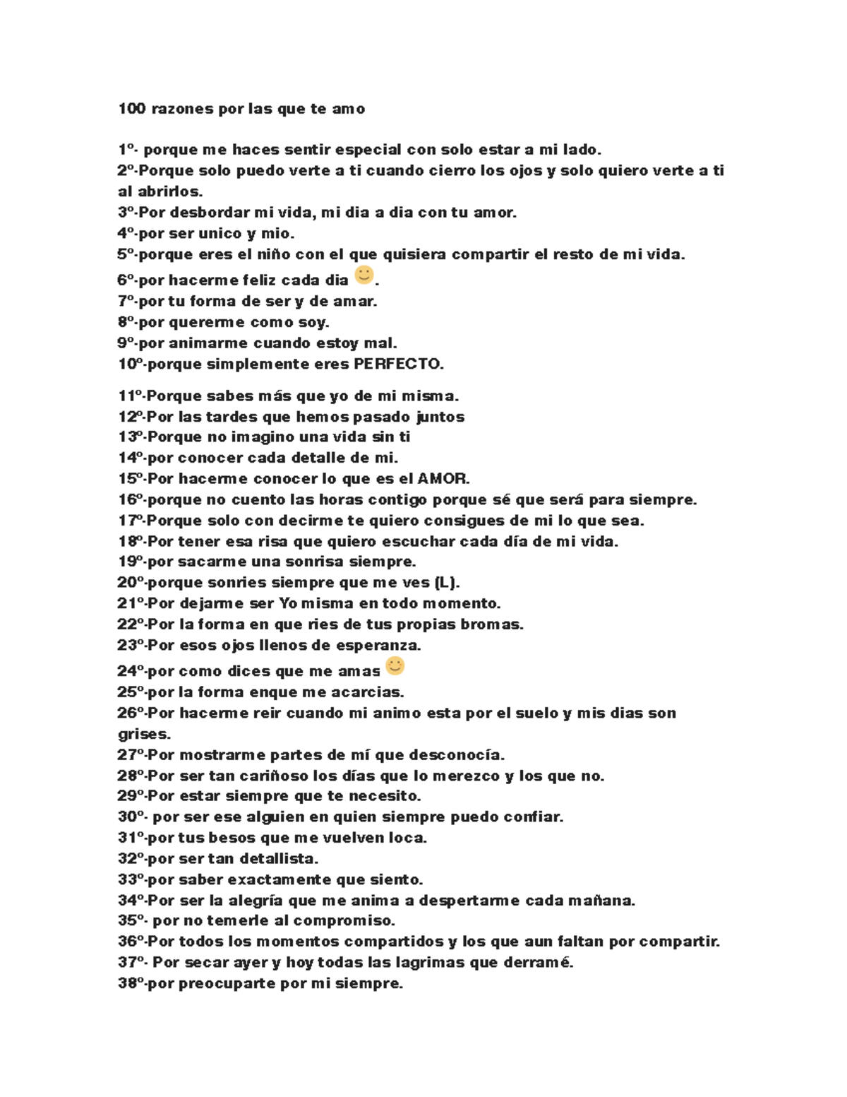 100 Razones por las que Te Amo - Un Documento Emotivo - Studocu