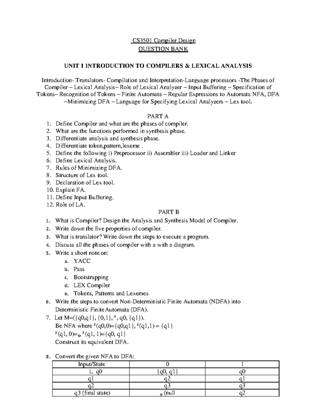 CS3501 Final Exam Study Guide: Compiler Design Questions & Answers ...