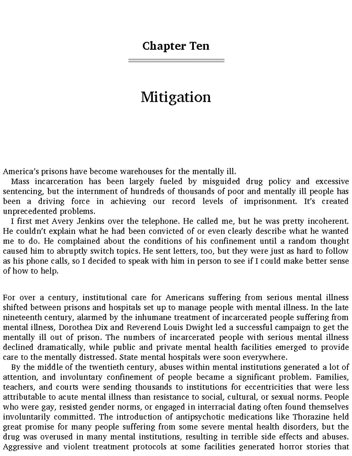 Ch 10 Just Mercy - Chapter Ten Mitigation America’s prisons have become ...