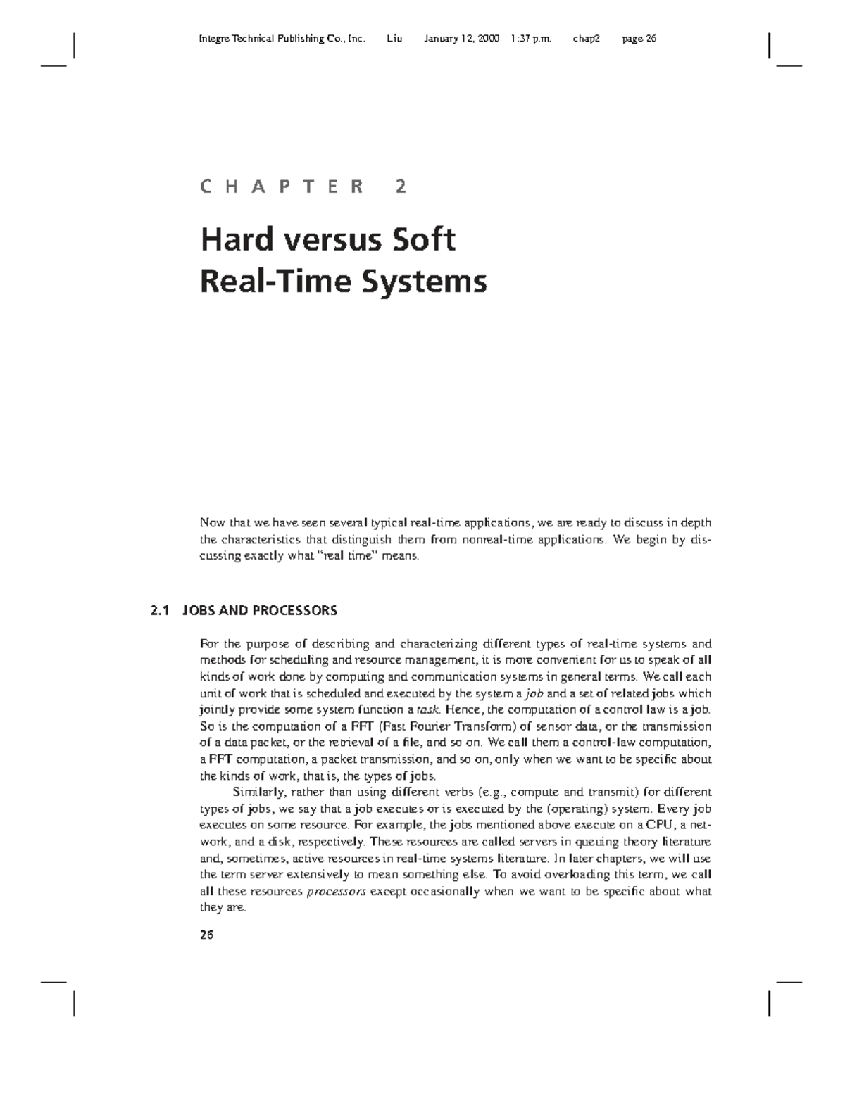 Unit 2: Hard vs. Soft Real-Time Systems - Chapter 2 Overview - Studocu