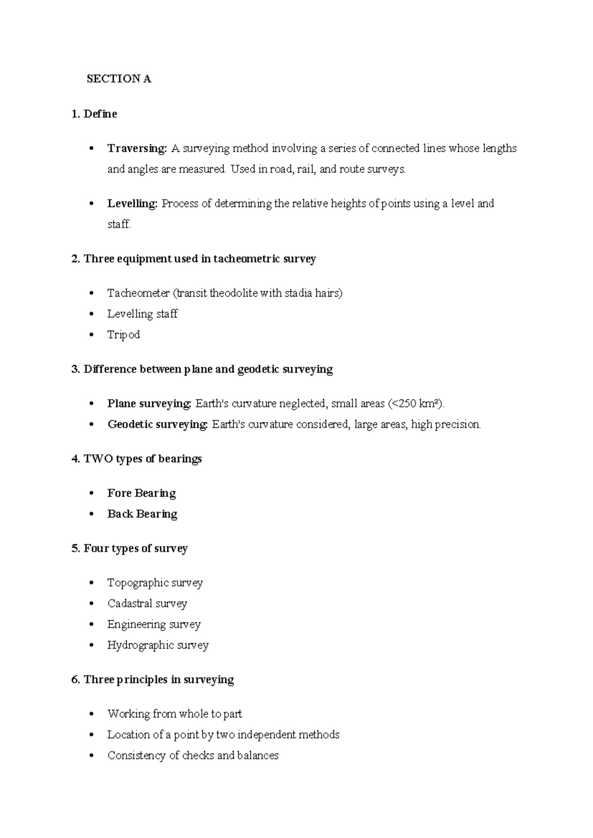 Marking Scheme 2 - PRACTICE QUESTIONS for Surveying Methods (SURV 101 ...