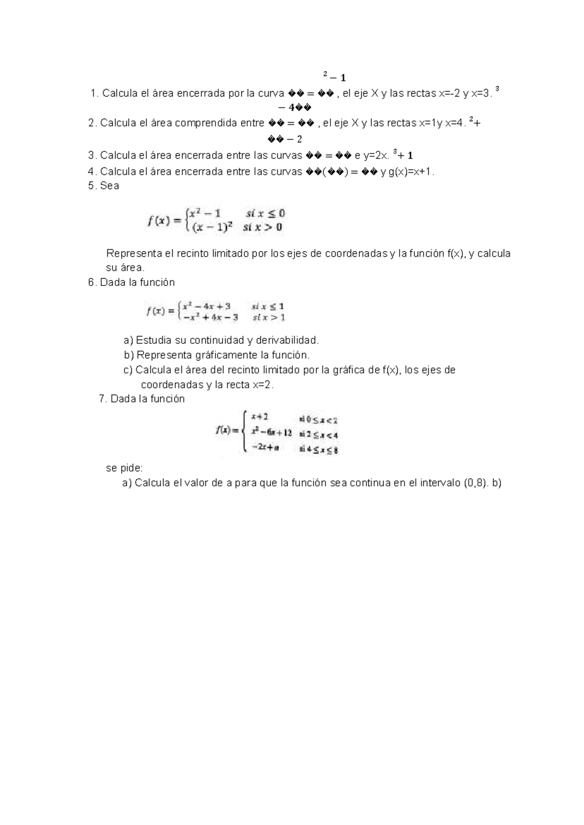 Ejercicios de Cálculo de Áreas - Matemáticas 101 - Studocu
