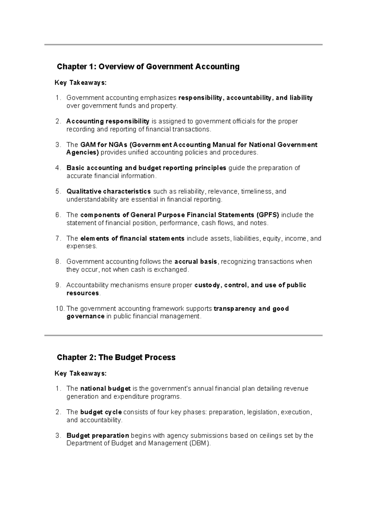Government Accounting Key Takeaways: Chapters 1-17 Summary - Studocu