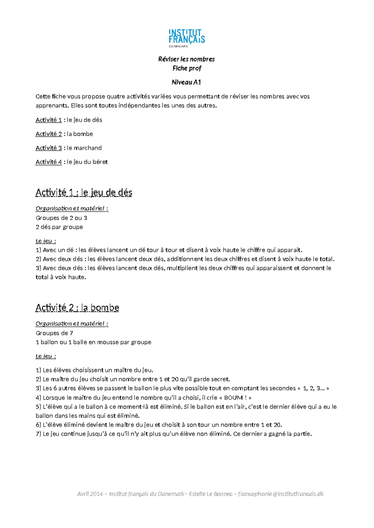 Ficheprof Réviser-les-nombres - Réviser les nombres Fiche prof Niveau A ...