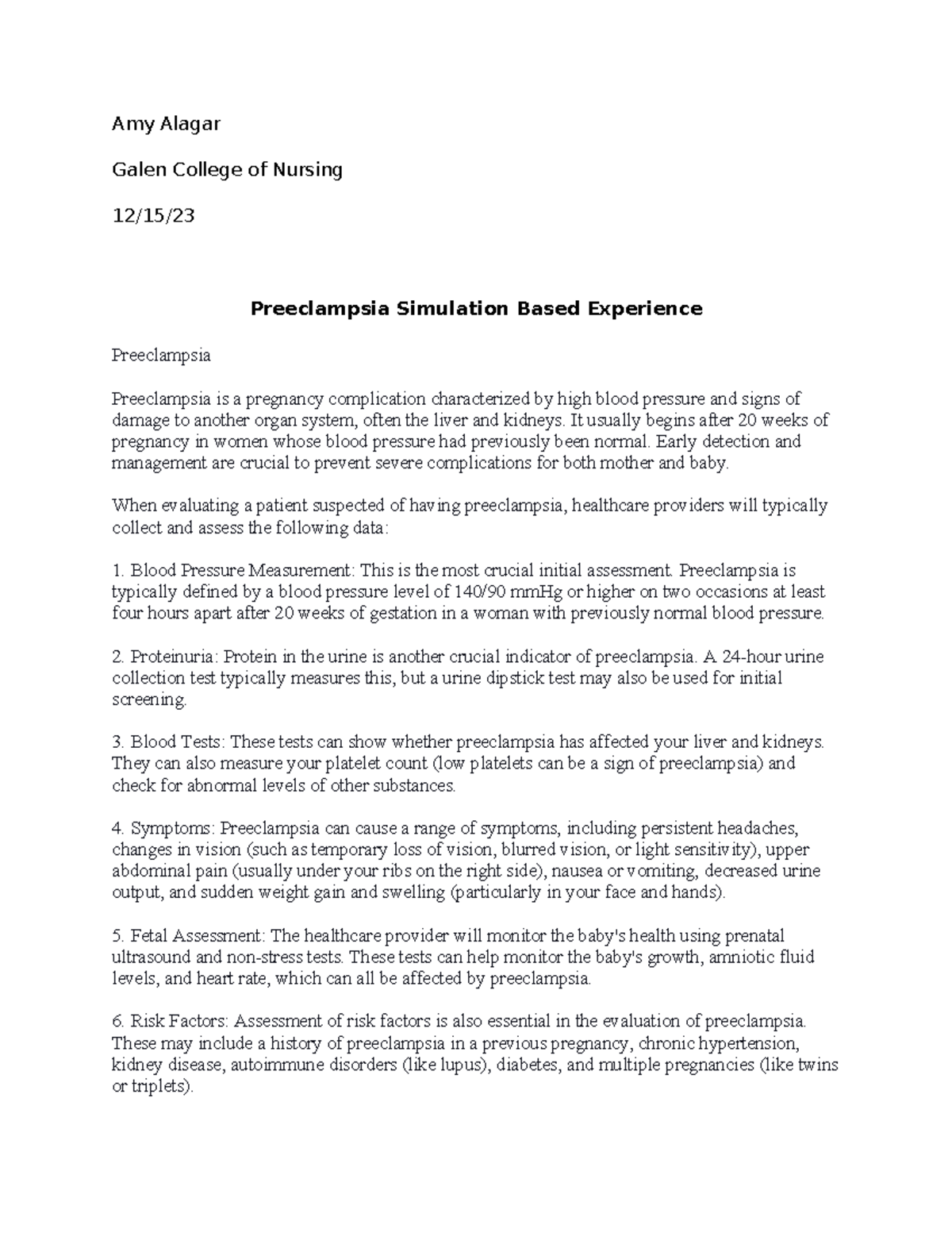 Preeclampsia SIM LAB Prep Work for NUR 456: Essential Guidelines - Studocu