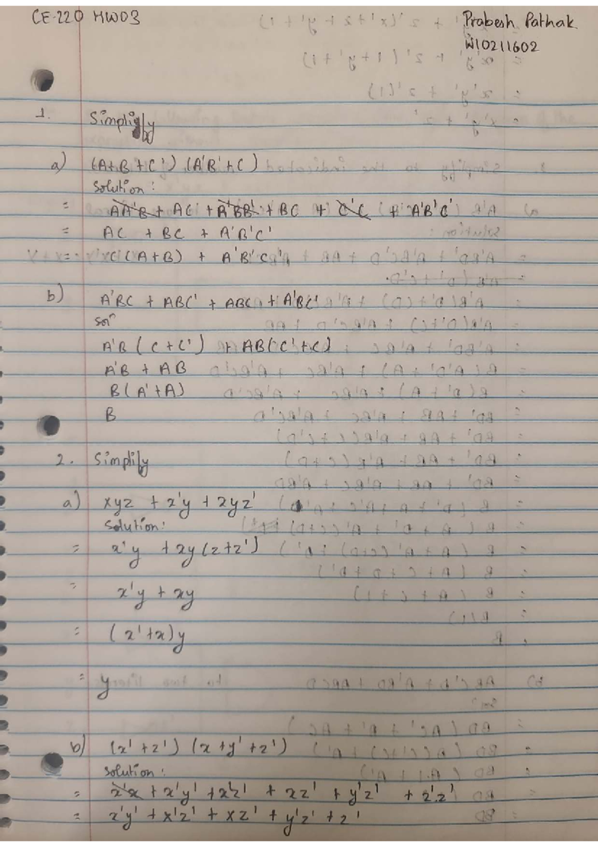 CE 101 HW03 - Simplifying Boolean Expressions and Logic Diagrams - Studocu