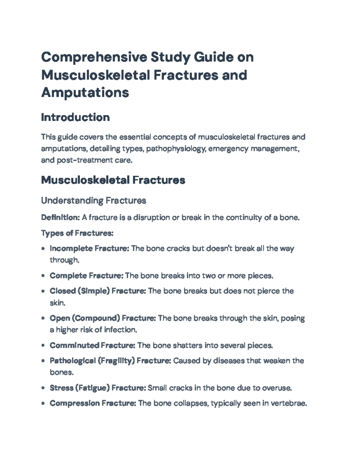 Comprehensive Study Guide on Musculoskeletal Fractures & Amputations ...