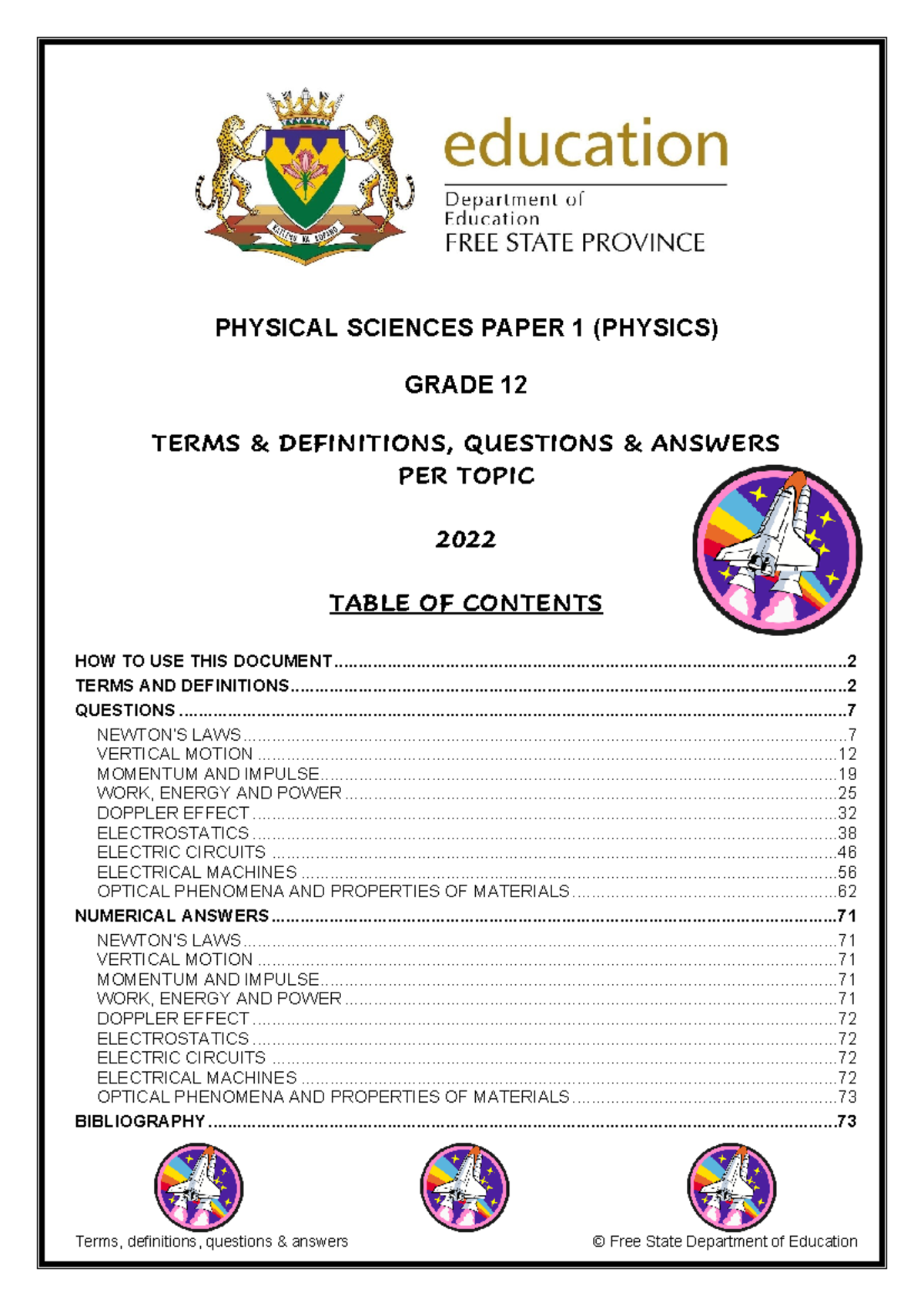 FS 2022 P1 PHY Science T&D Q&MG Revision Guide for Grade 12 - Studocu