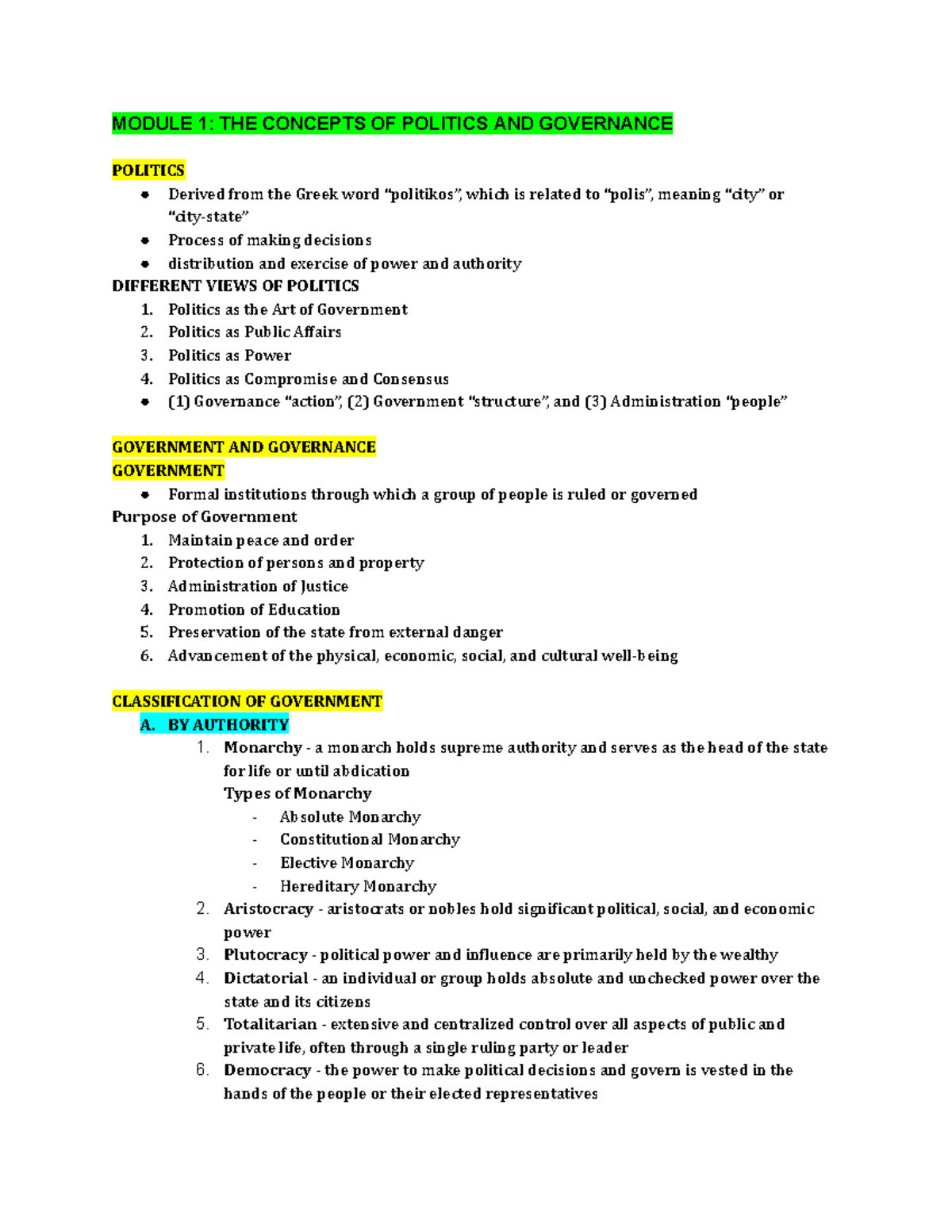 PPG 1st Quarter Module Reviewer on Politics and Governance Concepts ...