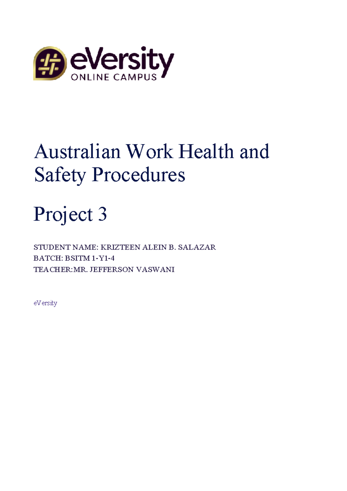 WHS Management Plan for Coastal Haven Resort (Project 3) - Studocu