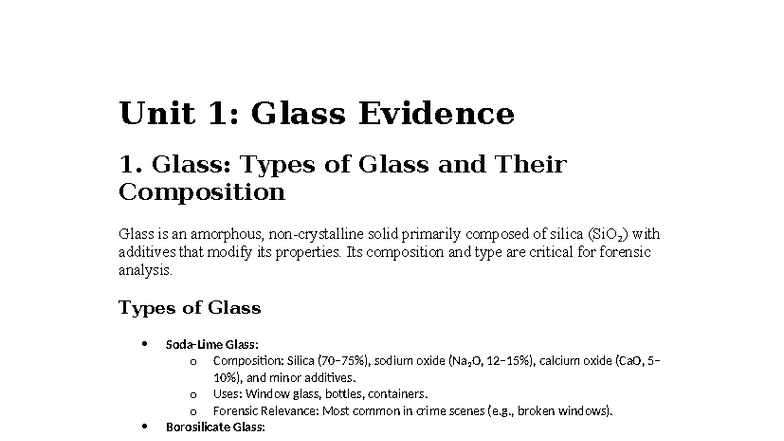 Forensic Physics Unit 1: Glass Evidence and Its Forensic Significance ...