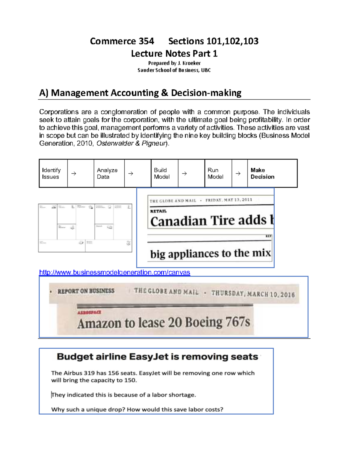 Commerce 354 Lecture Notes: Management Accounting Insights (Fall 2025 ...