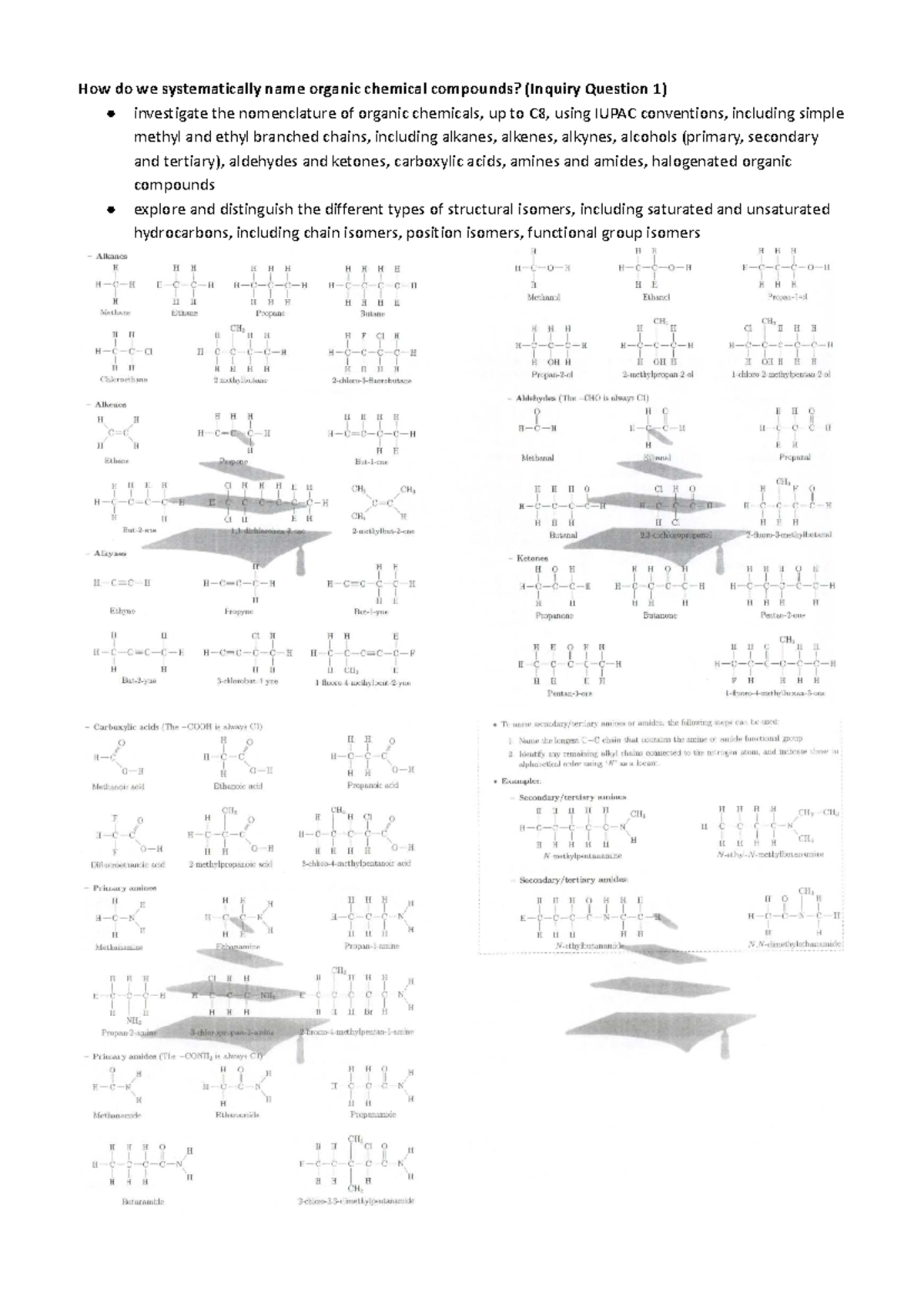 Chem Task 3: Systematic Naming of Organic Compounds (Inquiry Q1) - Studocu