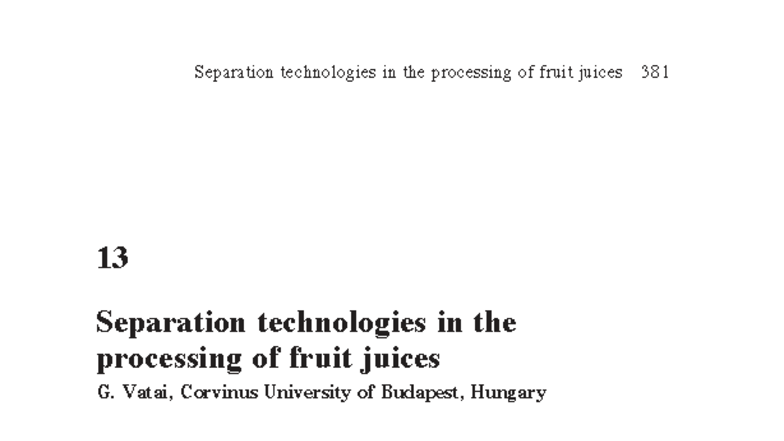 Separation Technologies for Fruit Juice Processing (381) - Studocu