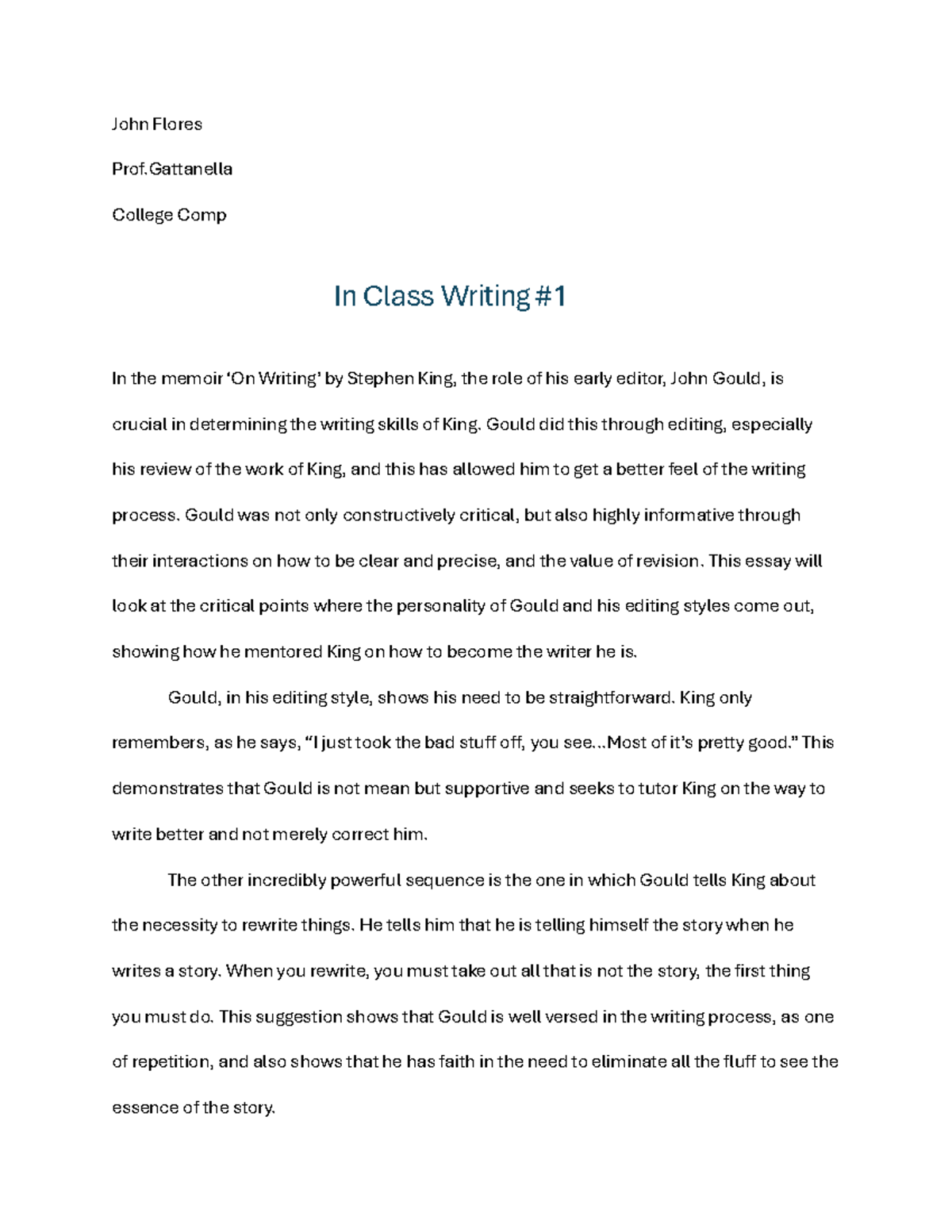 John Flores ENG101 In-Class Writing: Stephen King's Editor Influence ...