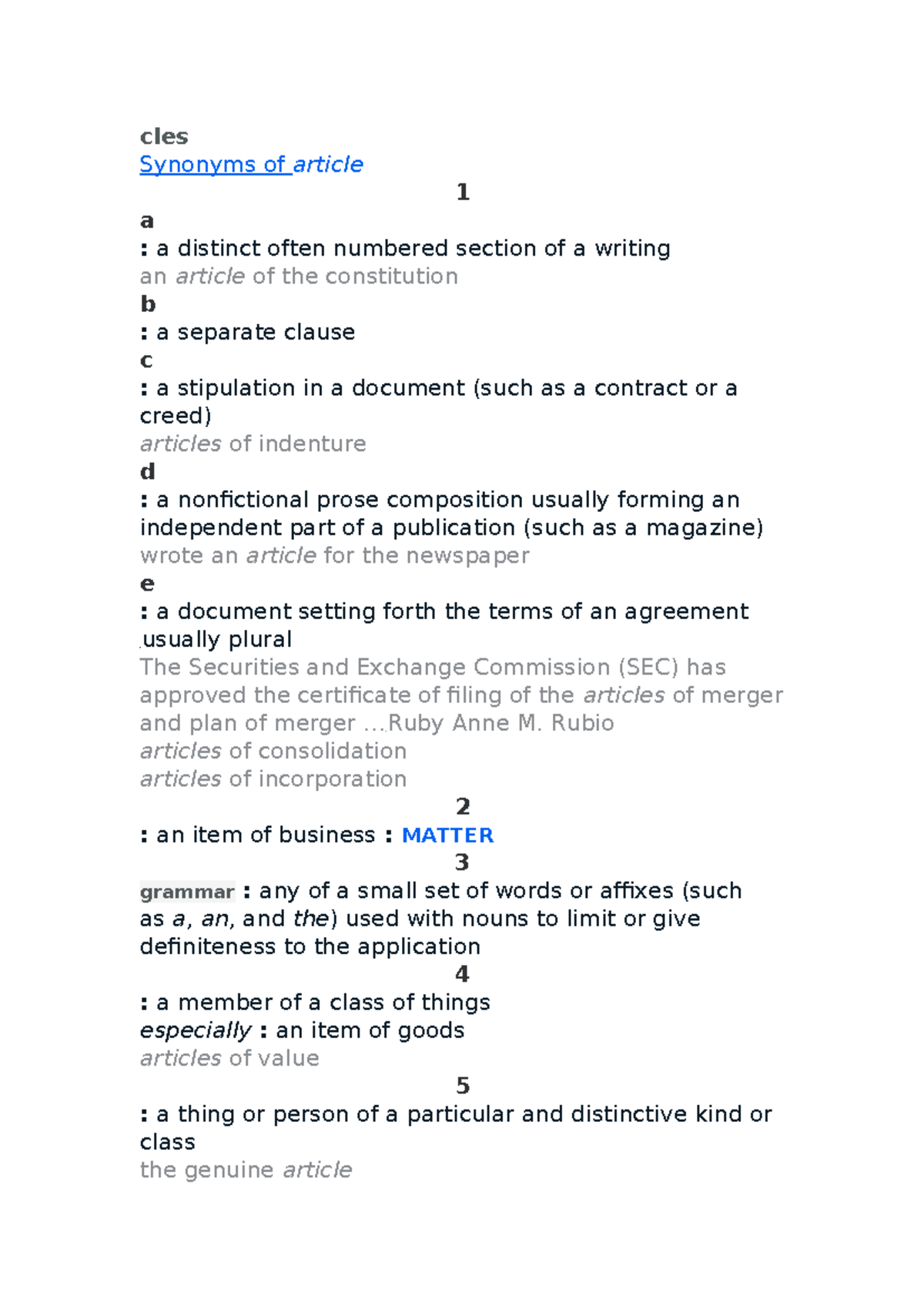 Article Definitions and Synonyms: A Comprehensive Overview - Studocu